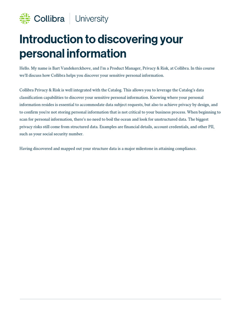 Introduction To Discovering Your Personal Information | PDF