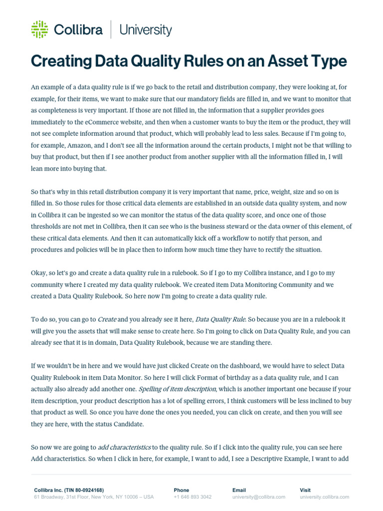 Creating Data Quality Rules On An Asset Type | PDF | Business | Computing