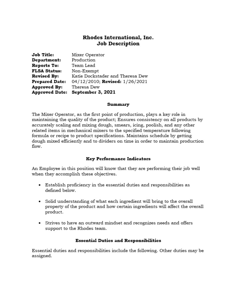 Mixer Operator FINAL 9.3.2021 | PDF | Team Building