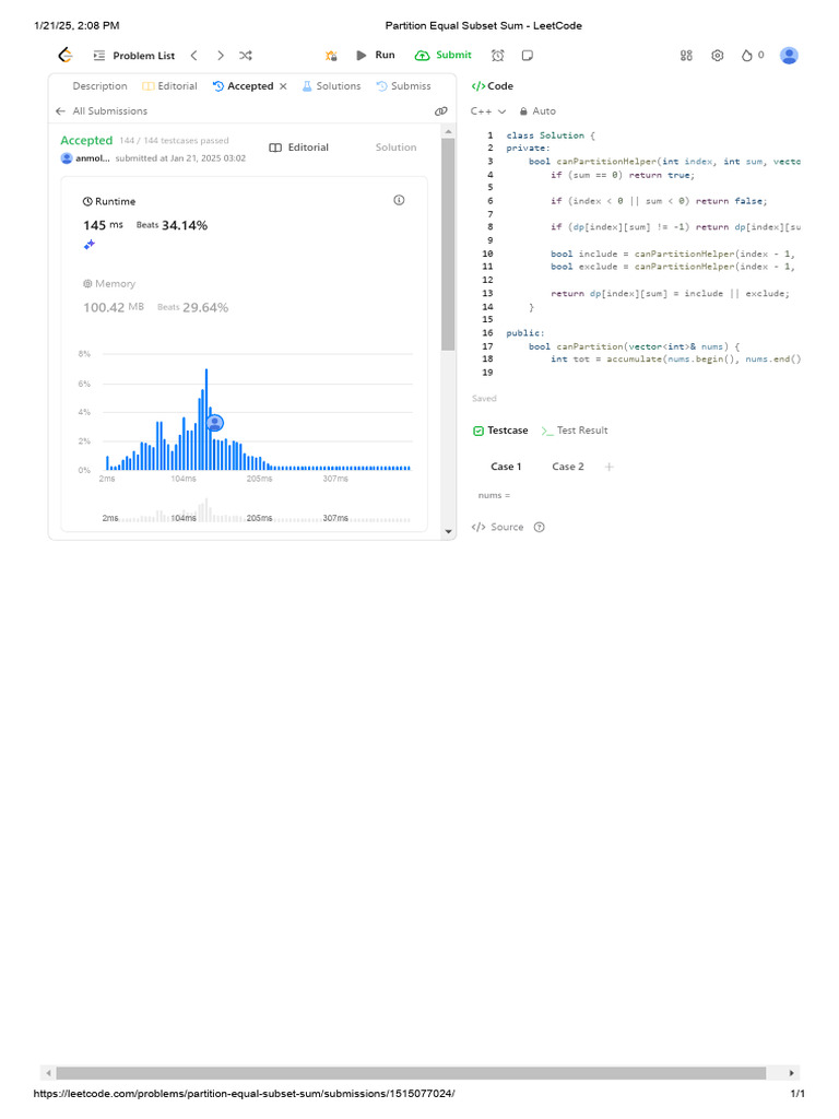 Partition Equal Subset Sum - LeetCode | PDF | Computer Programming | Software Engineering