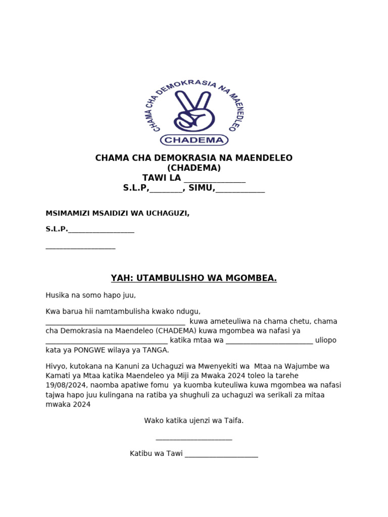 Chadema Utambulisho | PDF