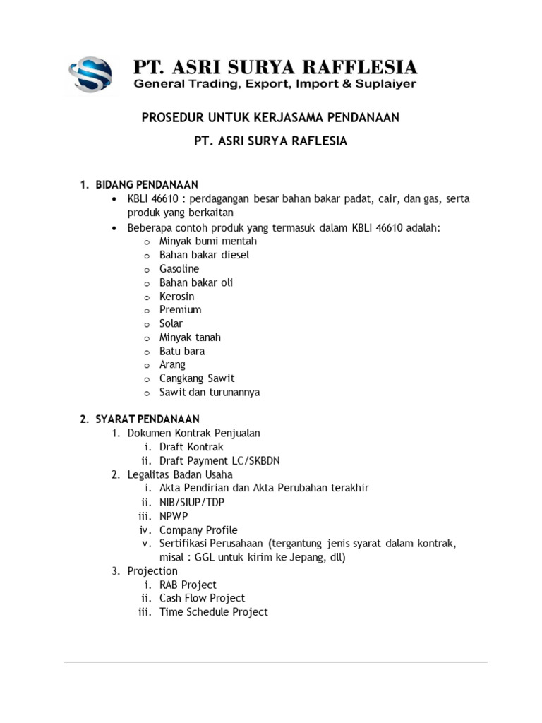 Prosedur Pendanaan Dari Pt Asr | PDF