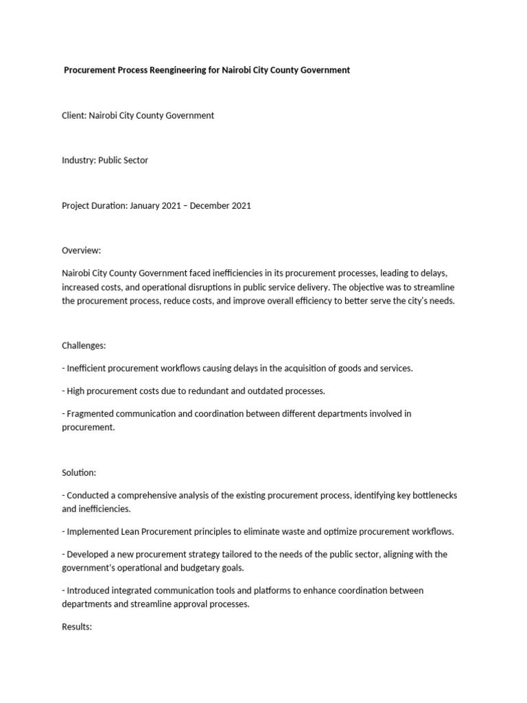 Nairobi Procurement Process Optimization | PDF