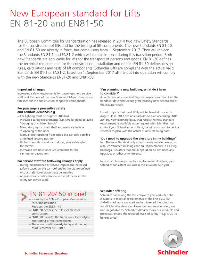 EN 81-20/50 Elevator Safety Standards | PDF | Elevator | Transport
