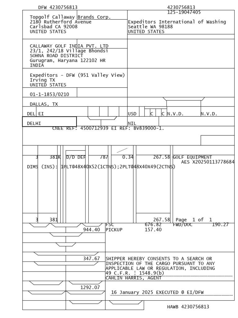 House Airway Bill - Rated - 1 | PDF