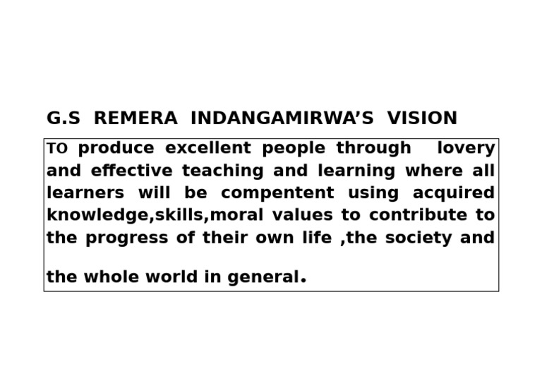 Vision For Excellence In Education Pdf