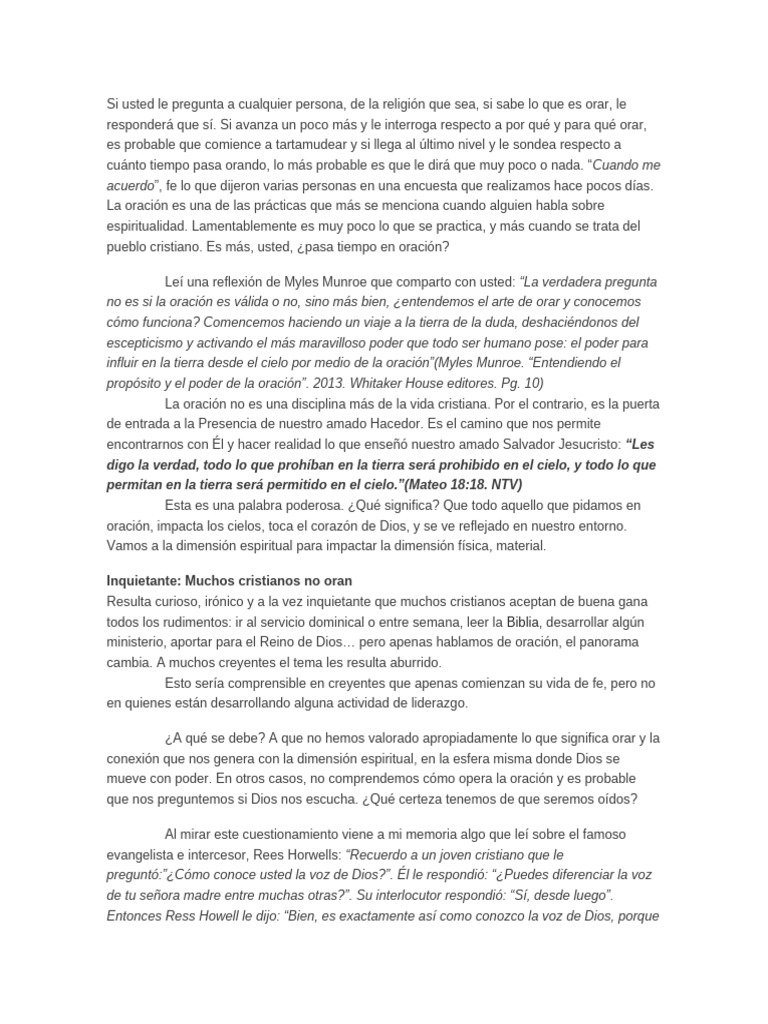 Cinco Paso para Una Oracion de Poder 2 | PDF | Oración | Dios