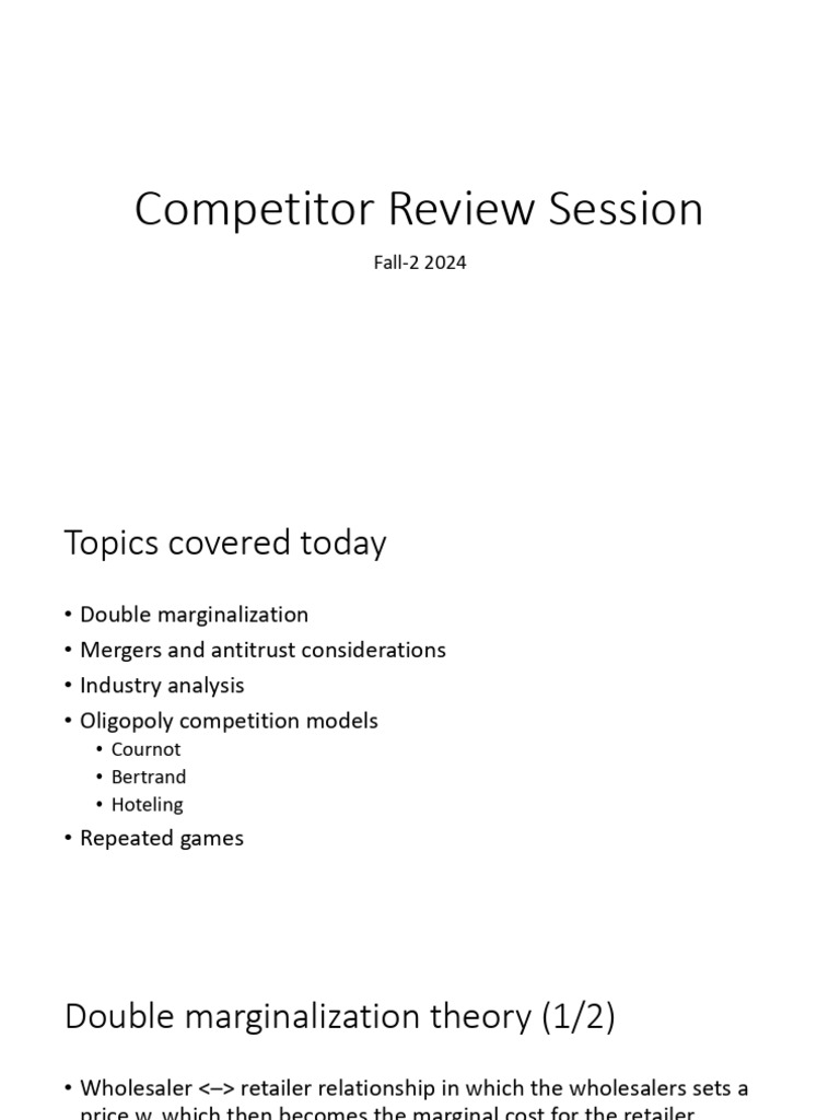 Competitor Review Session 2024 | PDF | Profit (Economics) | Monopoly