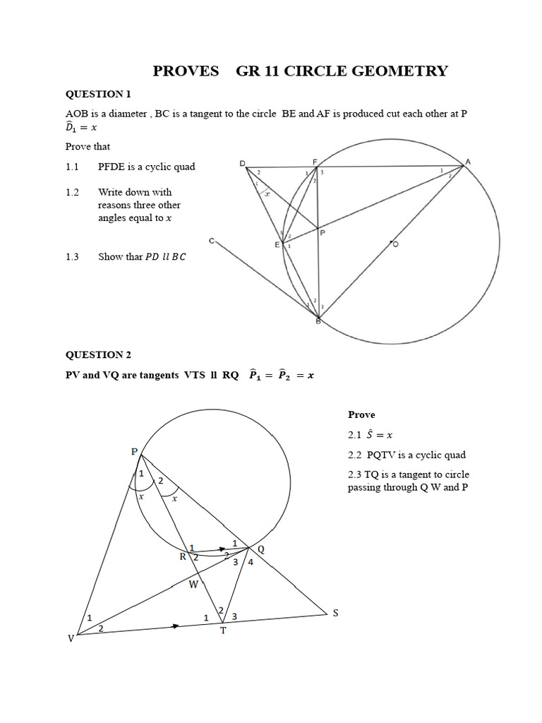 # 7 Proves GR 11 Circle Geometry | PDF