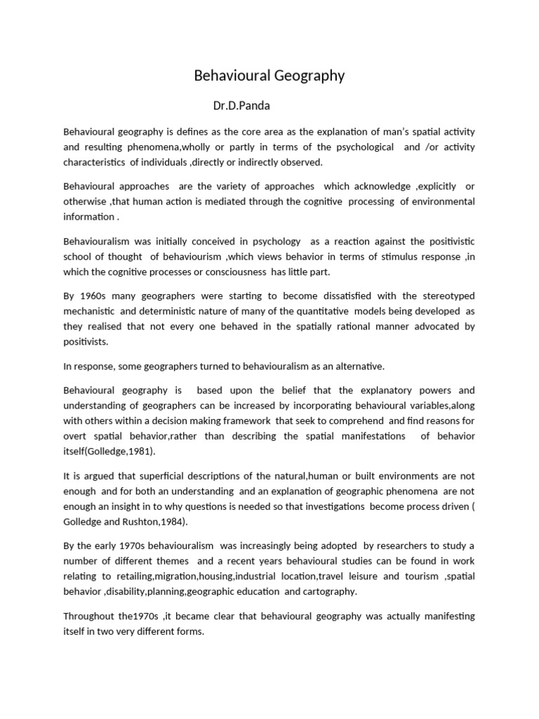 Behavioural Geography (1) | PDF | Positivism | Behavior