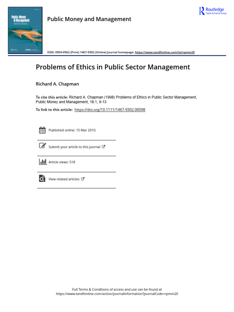 Problems of Ethics in Public Sector Management - 9 | PDF | Conscience ...