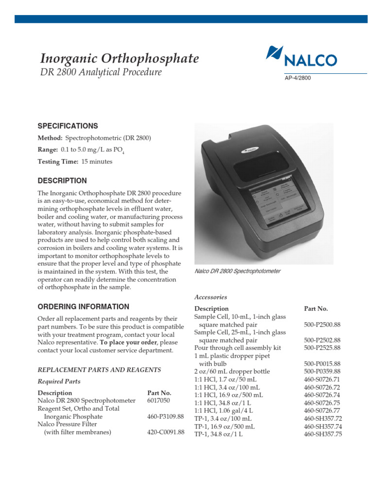 AP-004 2800-Inorganic O-PO4 | PDF | Spectrophotometry | Phosphate