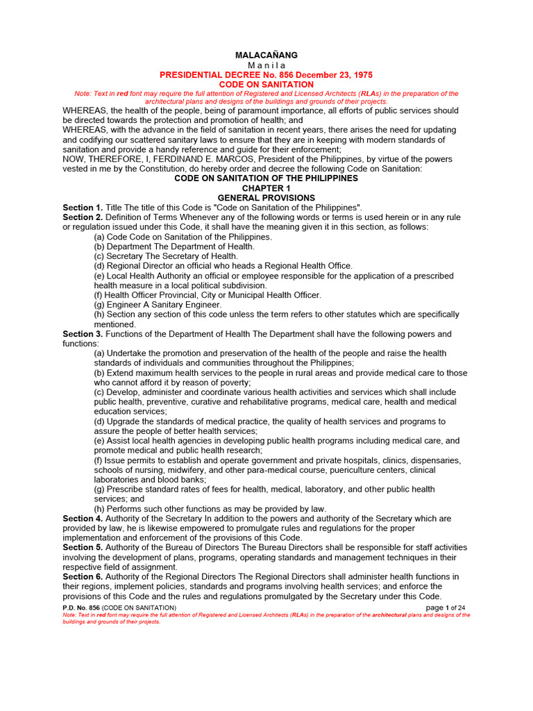 Sanitation Code for Architects | PDF | Drinking Water | Ventilation ...