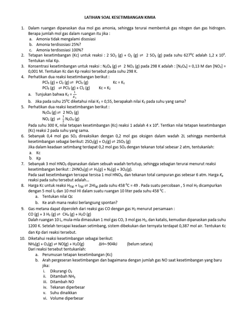 Lat Soal PH Kesetimbangan | PDF
