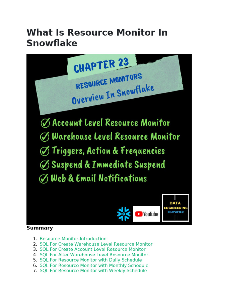 What Is Resource Monitor In Snowflake | PDF | Database Schema | Databases