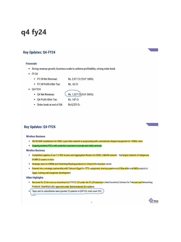 q4 fy24 tejas net | PDF | Economies