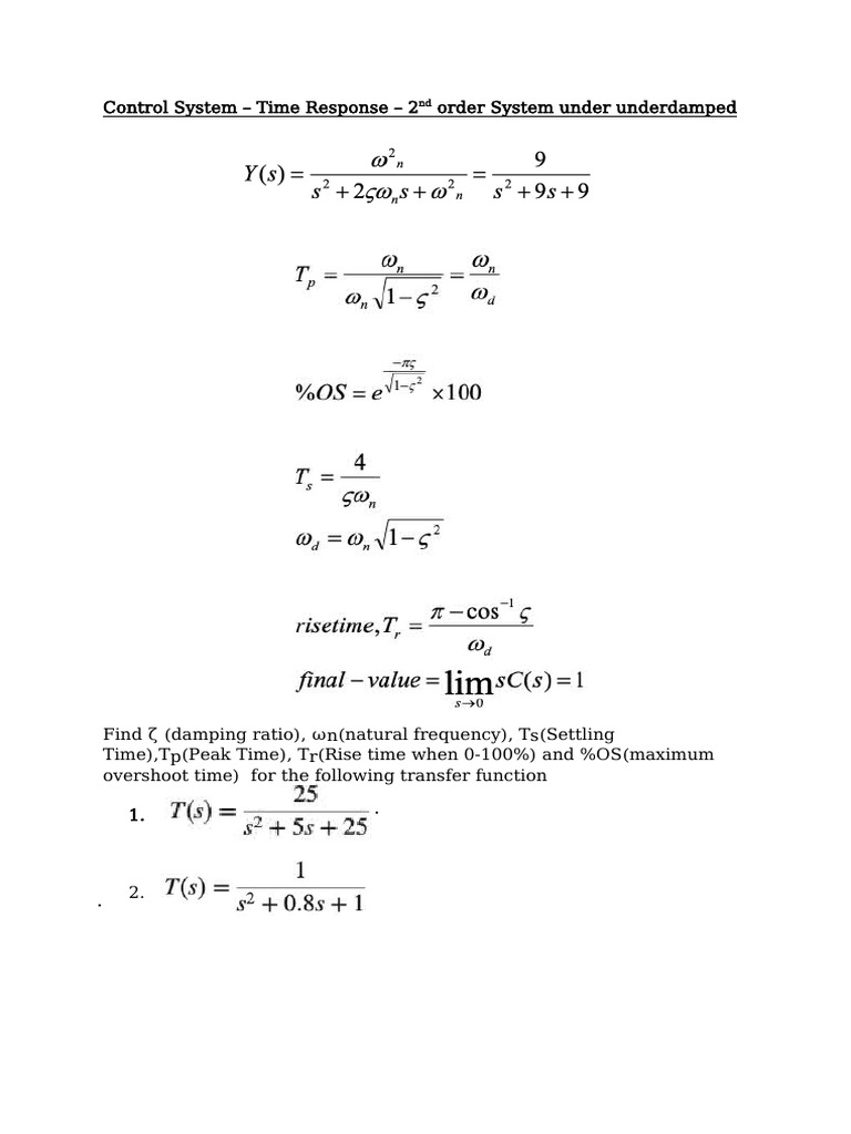 Week 7 Control System - Transfer Function | PDF