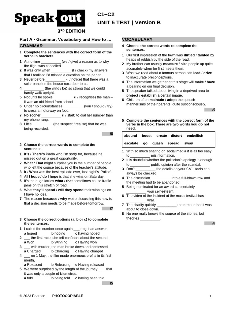 SO3 - C1-C2 - Unit Test - U5B | PDF | Social Psychology