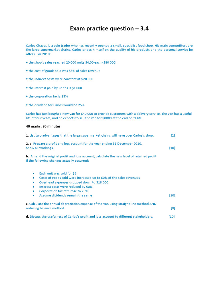 3.4 Exam Practice Question 40p | PDF