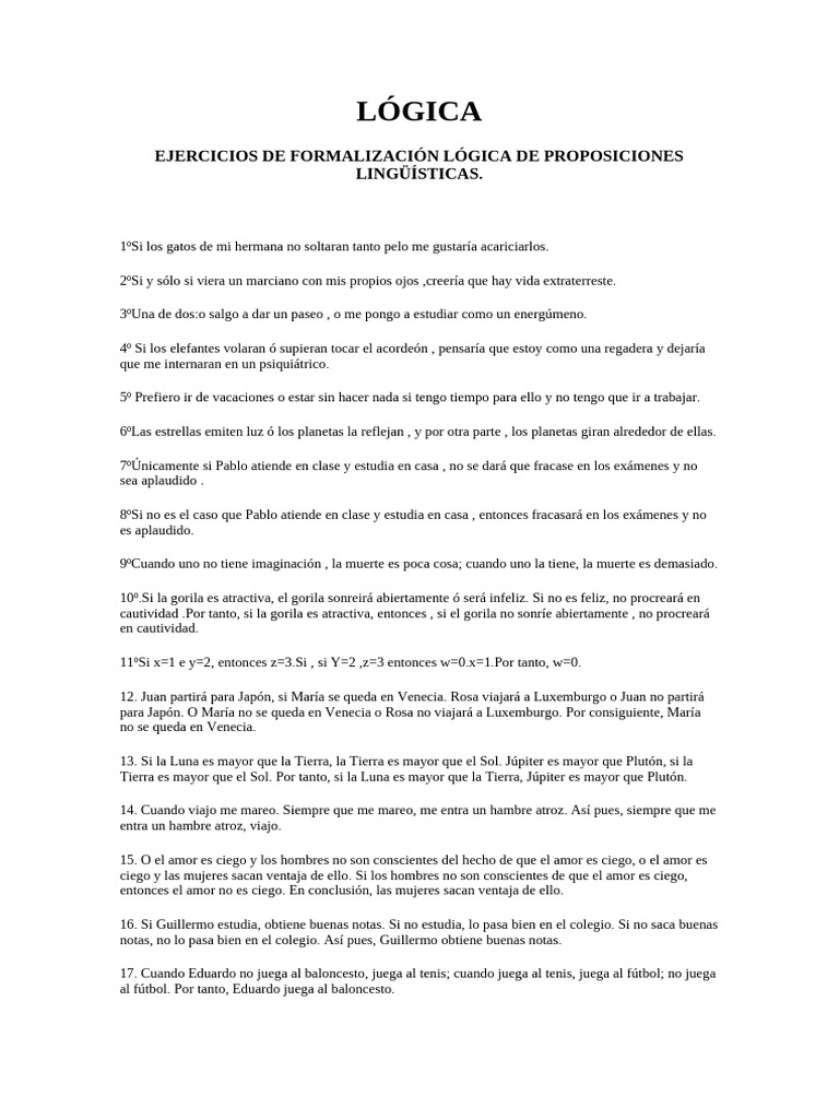 Lógica - Ejercicios | PDF