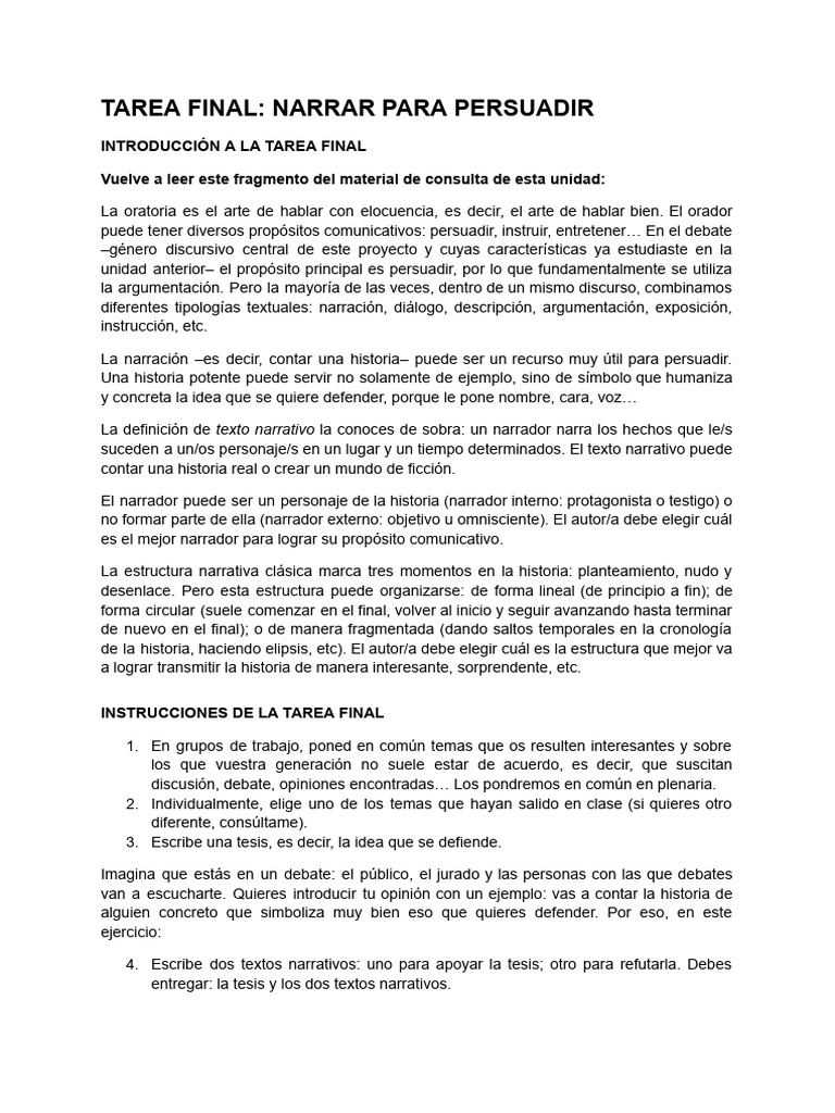 Tarea final | PDF | Narración