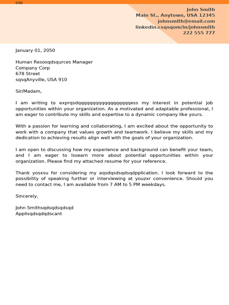 Cover Letter Template | PDF