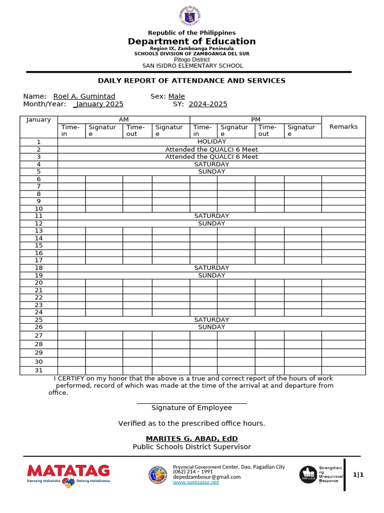 SIES-TEACHERS-DAILY-ATTENDANCE-NEW | PDF