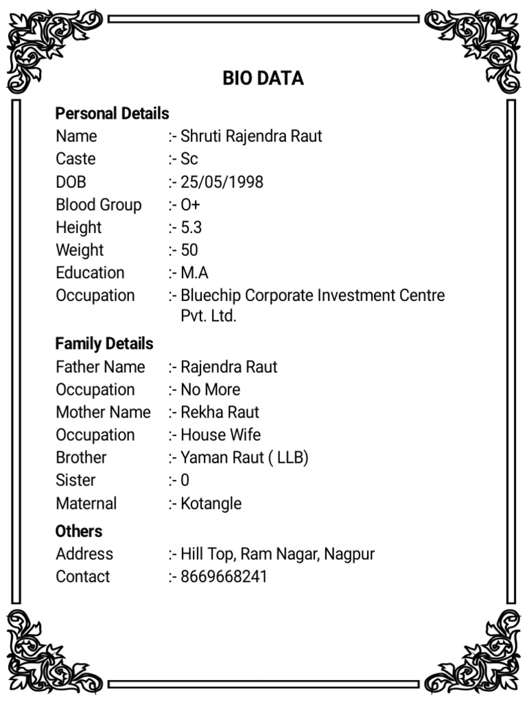 Shruti Biodata | PDF