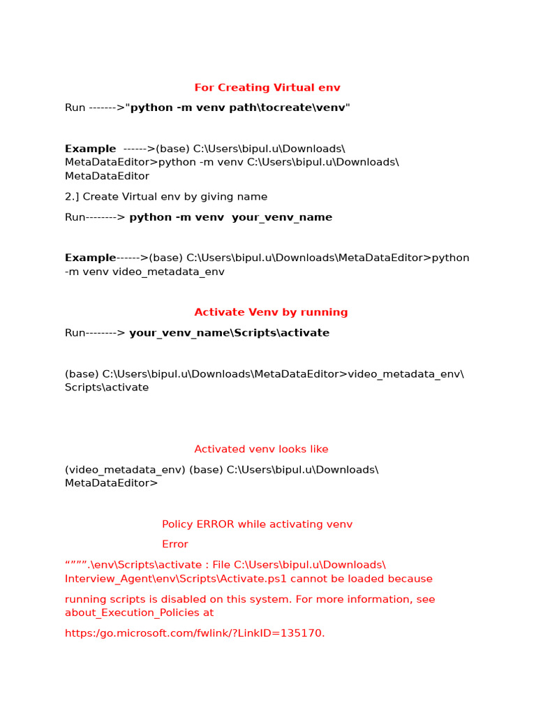 For Creating Virtual env | PDF