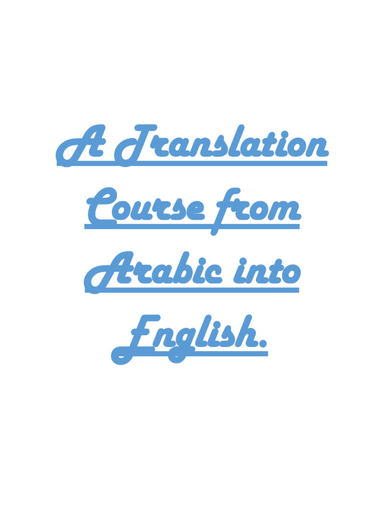 A Translation Course From Arabic Into English | PDF | Translations ...