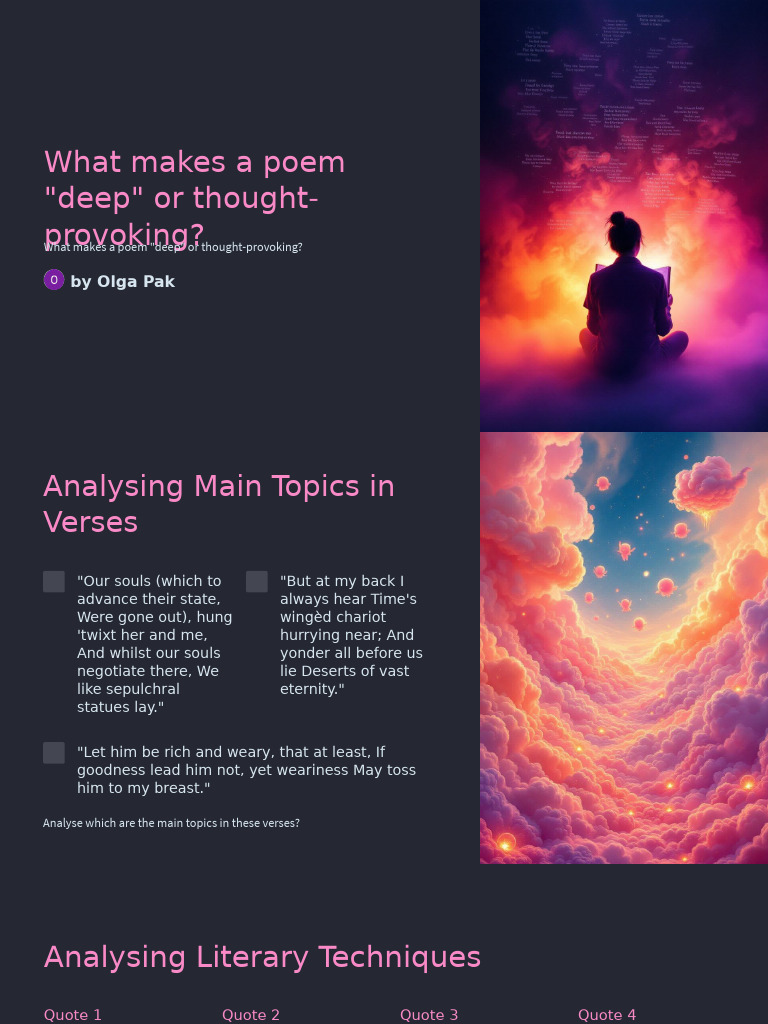 What Makes a Poem Deep or Thought Provoking | PDF | Poetry