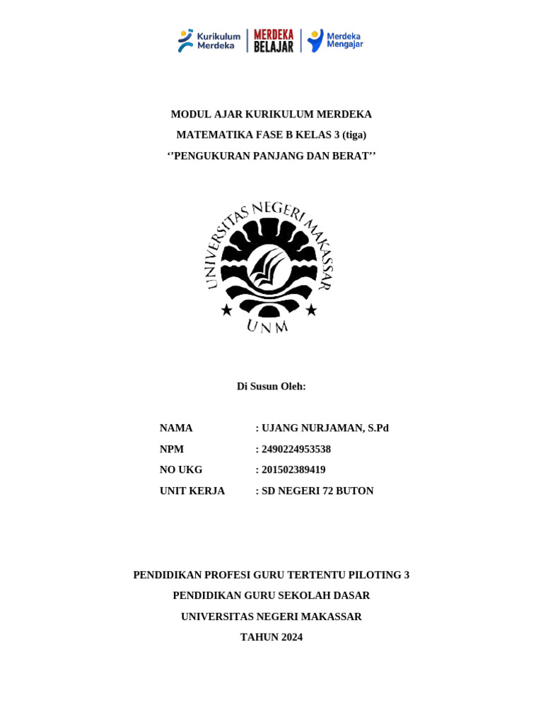 Modul Ajar Ujang Nurjaman Matematika | PDF