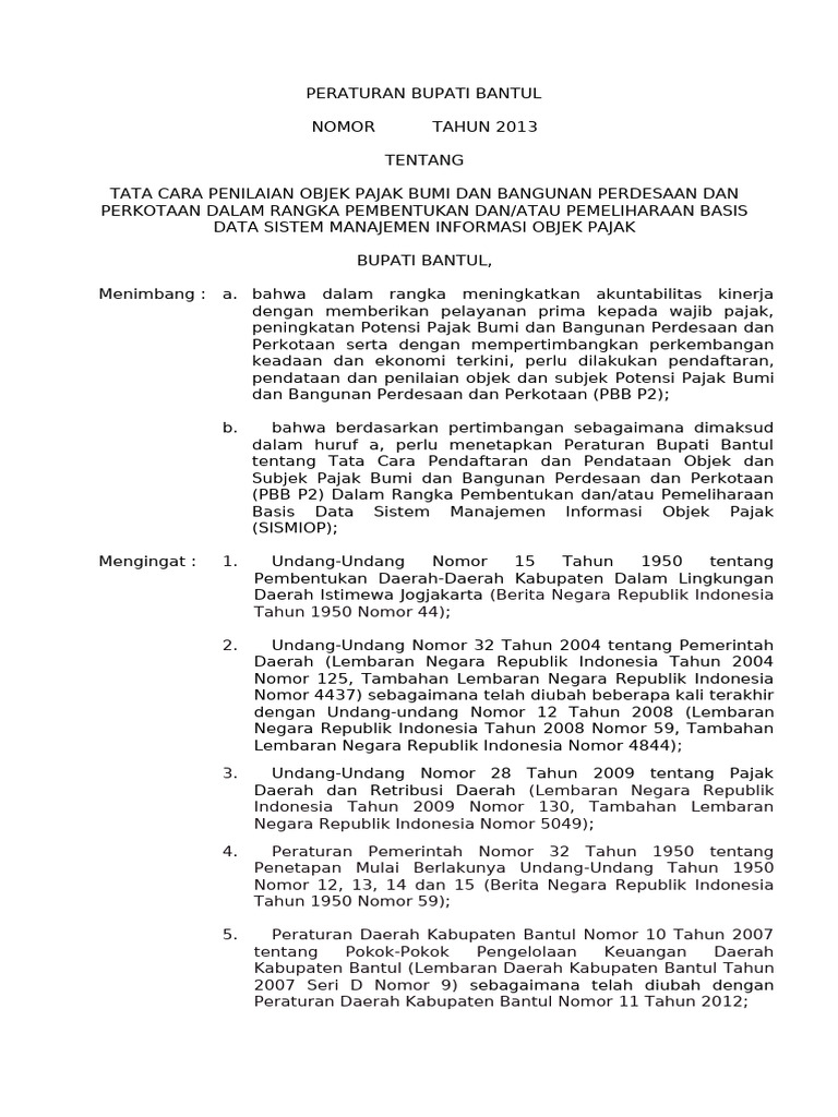 Perbup Penilaian PBB P2 Final | PDF