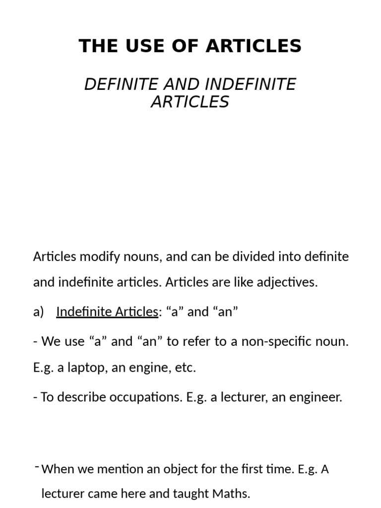 Understanding Articles: Definite, Indefinite, Zero | PDF