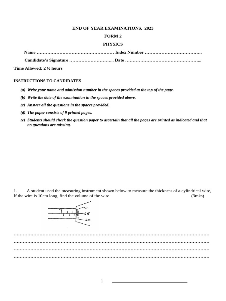 Physics Question Paper Pdf Liquids Metrology