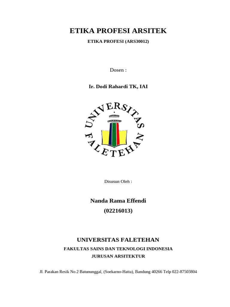 ETIKA PROFESI ARSITEK - Nanda Rama Effendi | PDF