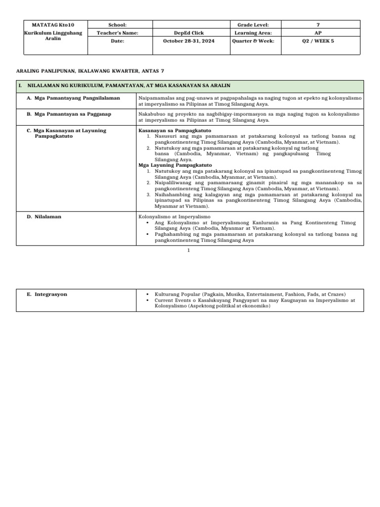 AP 7_DLL_Q2_WEEK 5 | PDF