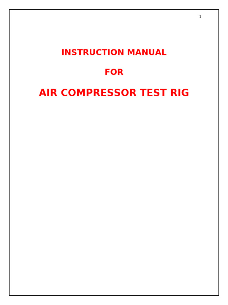 Air Compressor Test Rig Manual | PDF | Pressure Measurement | Pressure
