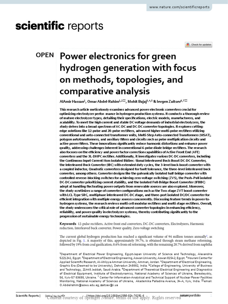 Power Electronics For Green Hydrogen Generation Wi | PDF | Power ...
