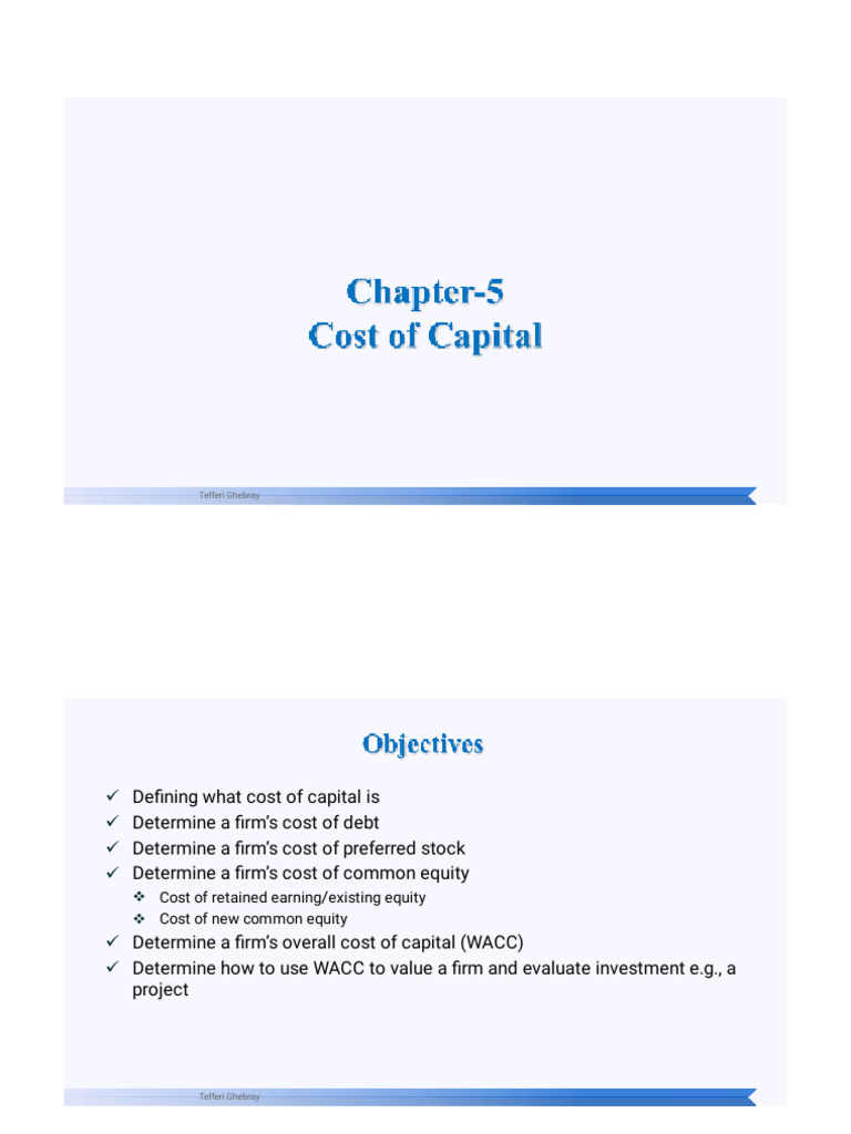 Understanding Cost of Capital and WACC | PDF | Cost Of Capital | Bonds ...