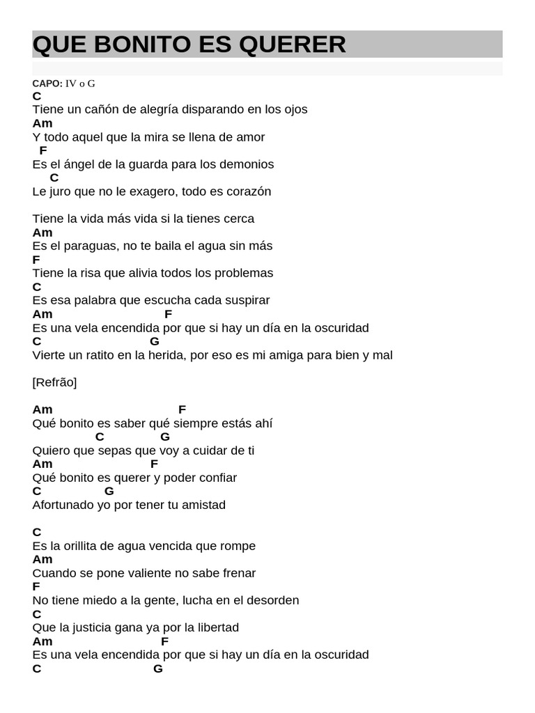 Letra de "Qué Bonito Es Querer" | PDF
