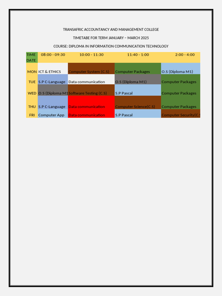 Transafric Accountancy and Management College | PDF