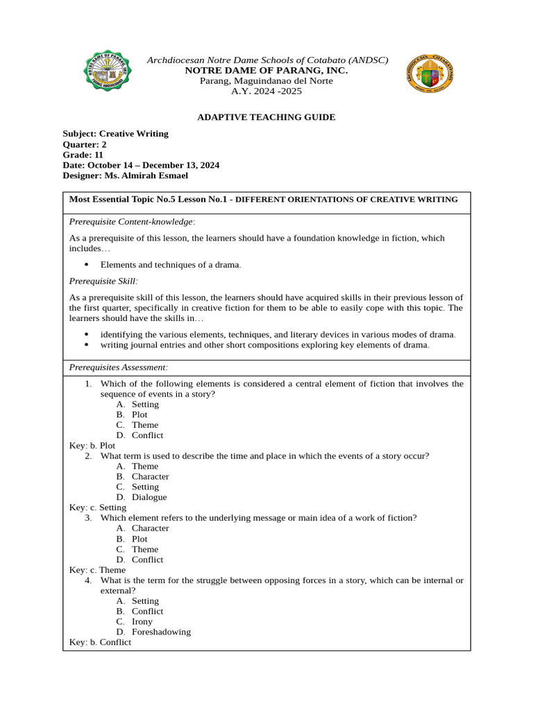 Creative Writing-MET5-ATG Q2 | PDF | Irony | Narrative