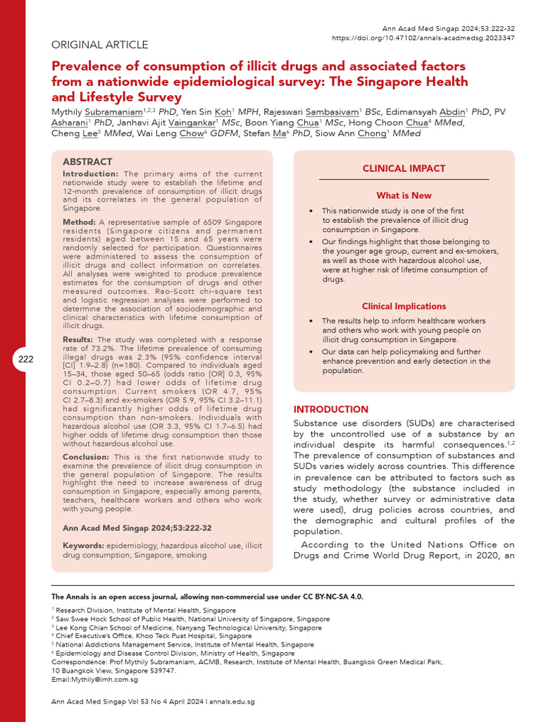 Illicit Drug Use in Singapore: Survey Findings | PDF | Substance Abuse ...