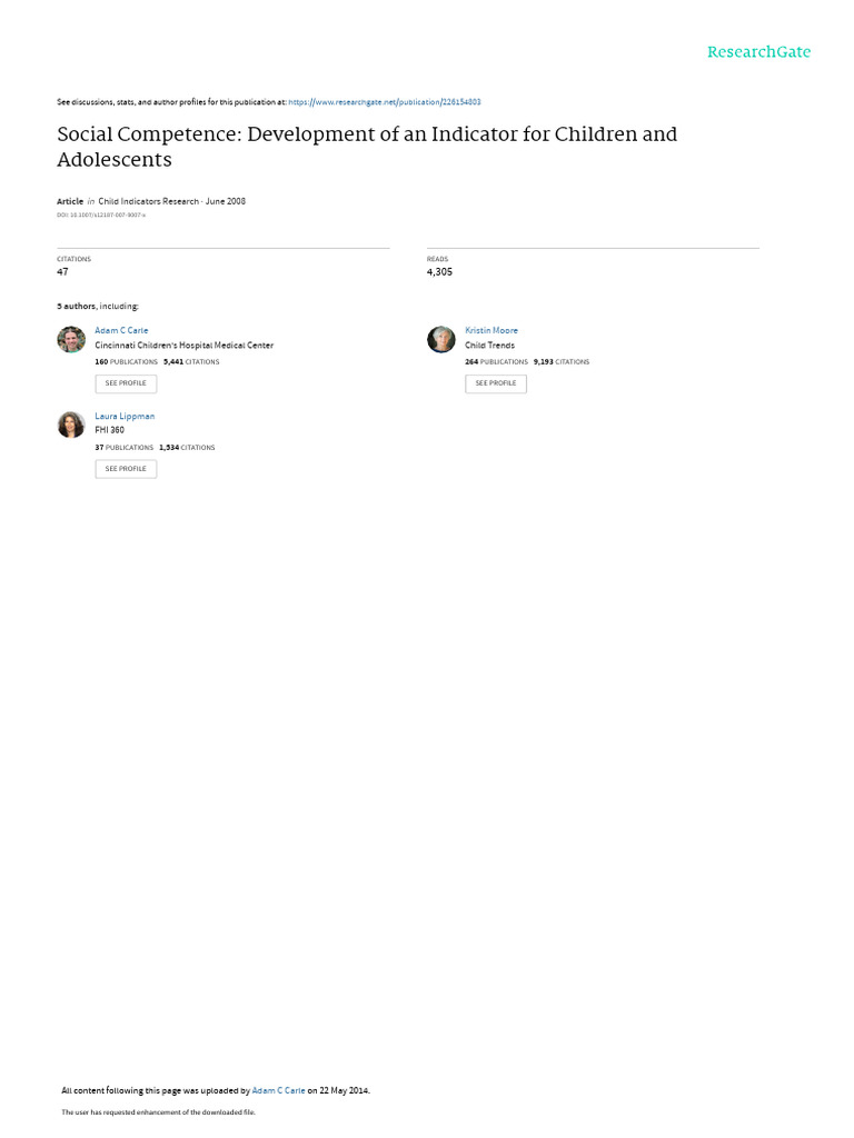 Social Competence Development of An Indicator For | PDF | Survey ...