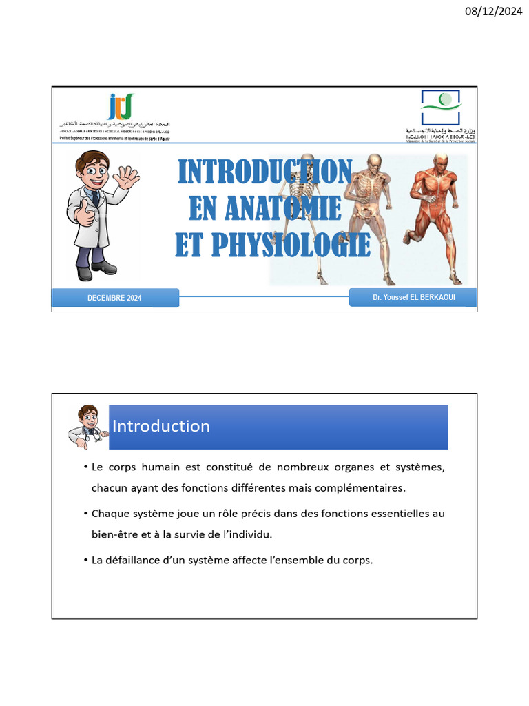 Introduction en anatomie et physiologie | PDF | Système de référence en anatomie | Anatomie