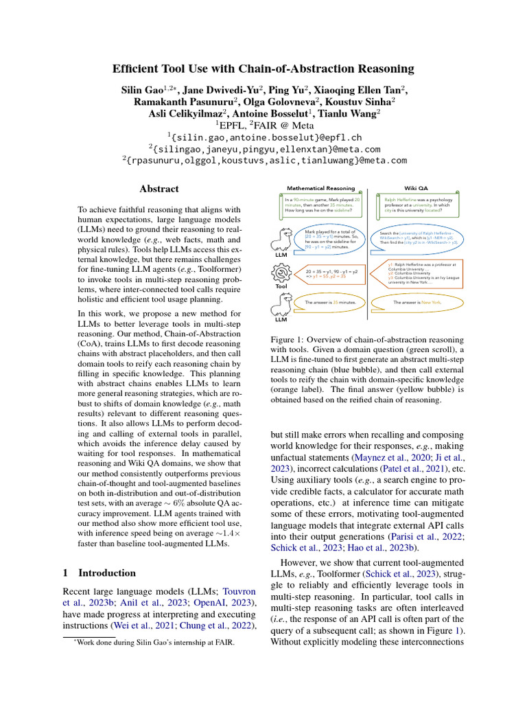 Efficient Tool Use With Chain-of-Abstraction Reasoning | PDF | Mathematics | Reason