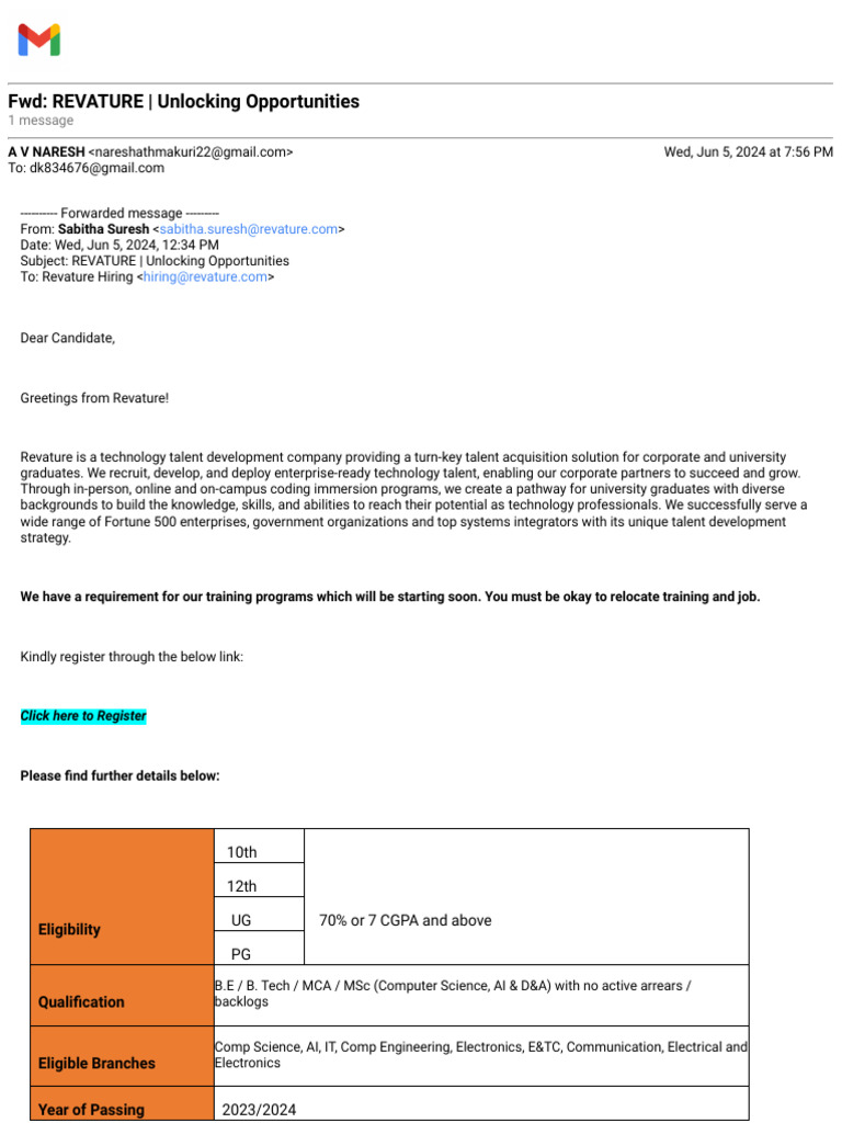 Revature 2024 Tech Talent Program | PDF