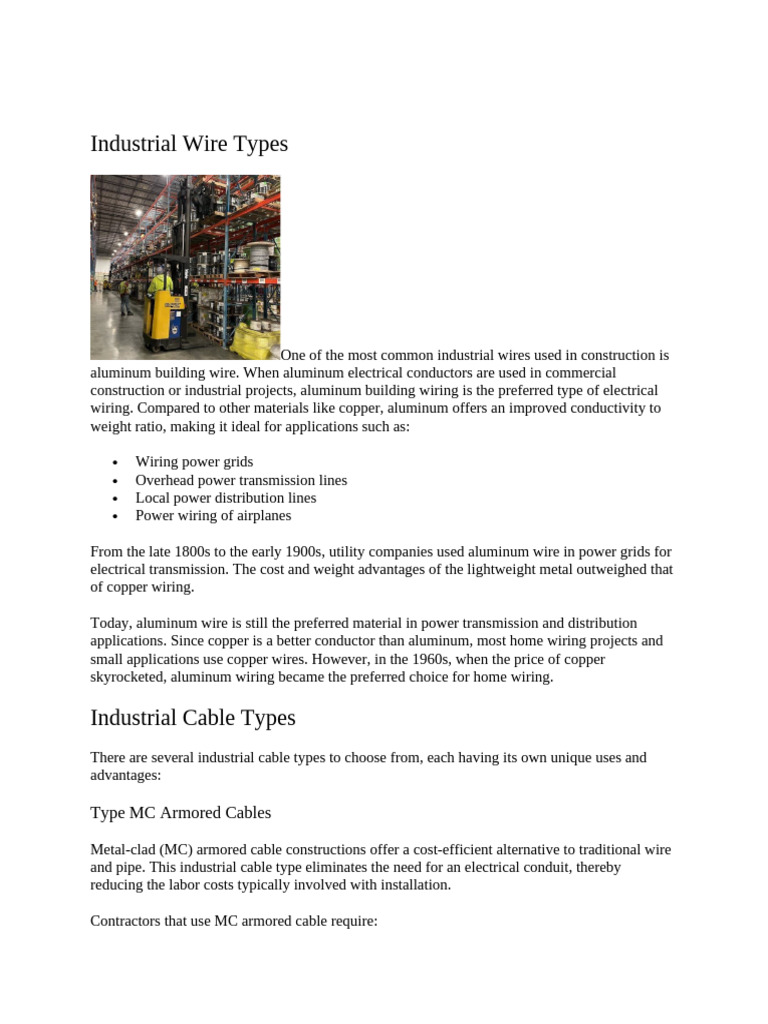 Ind Wir Types | PDF | Electrical Wiring | Electrical Conductor