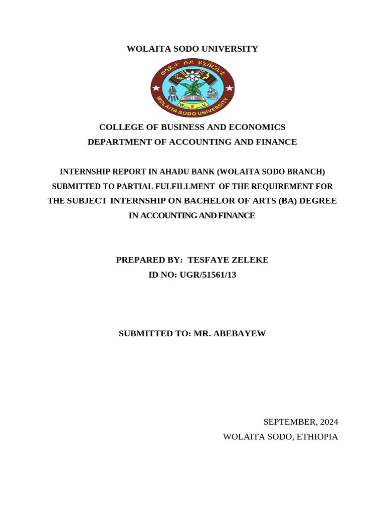 Tesfaye Zeleke Internship Report | PDF | Transaction Account | Credit Card